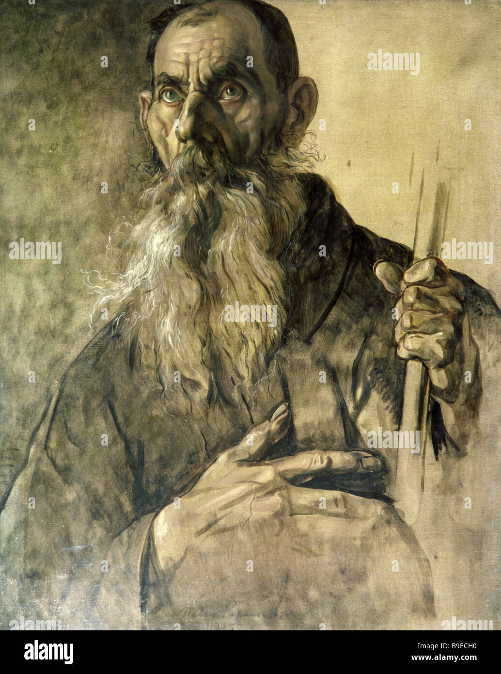 Reproduction of sketch Old Man to painting Vanishing Rus by Pavel Korin ...