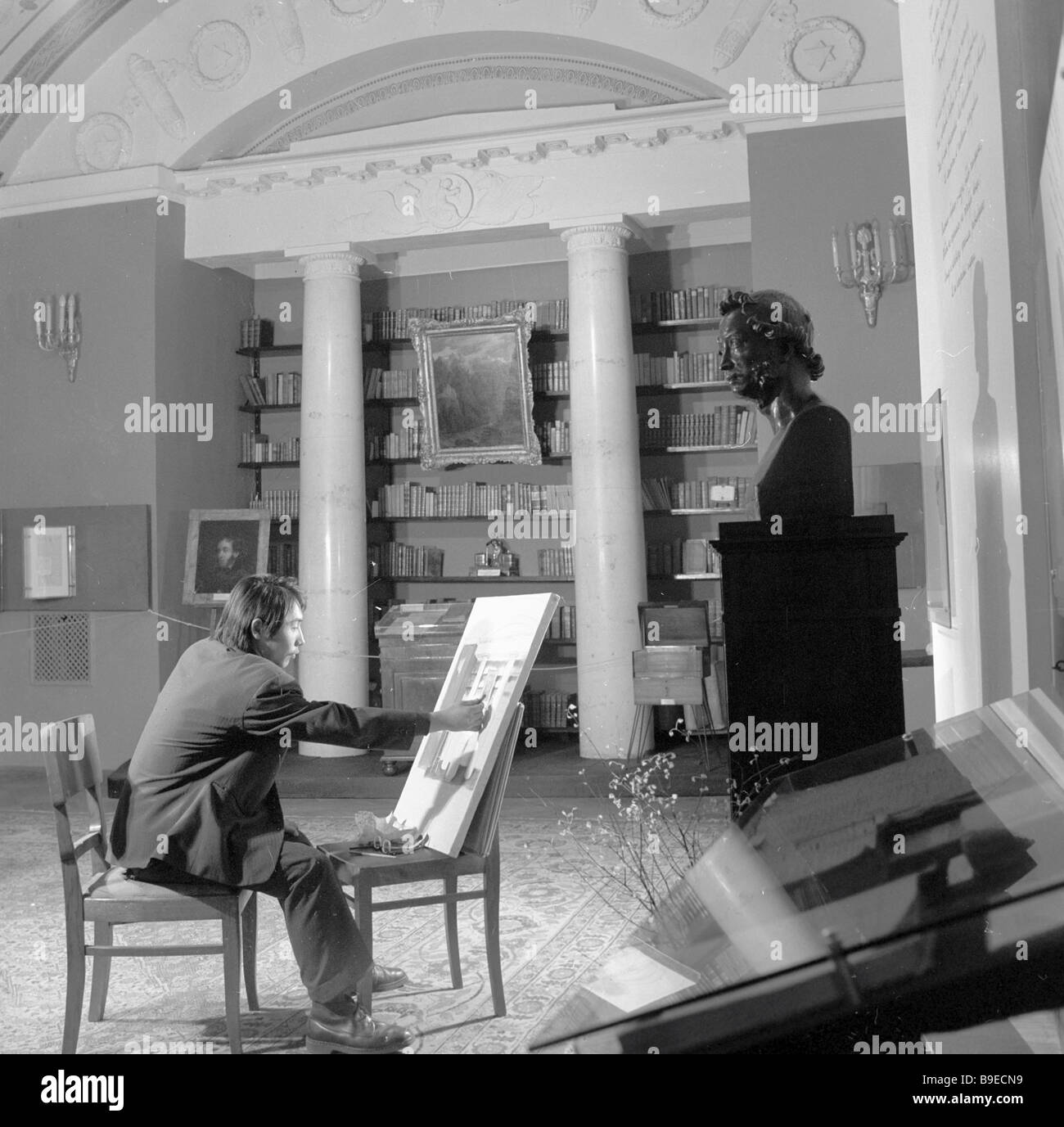 An artist painting in the hall Last Years Duel and Death of Pushkin ...