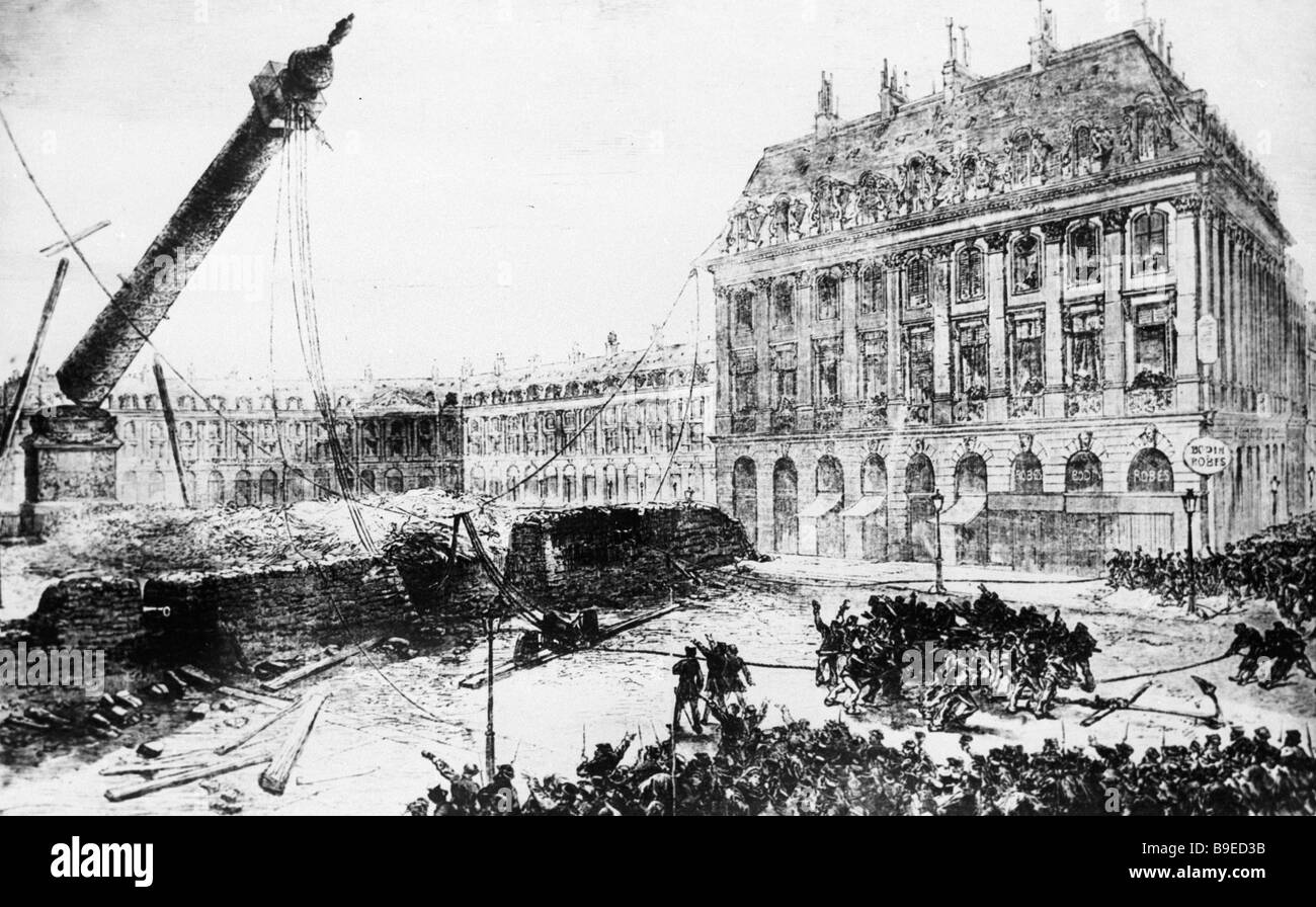 This sketch represents the Vendome Column pulled down by the Communards ...