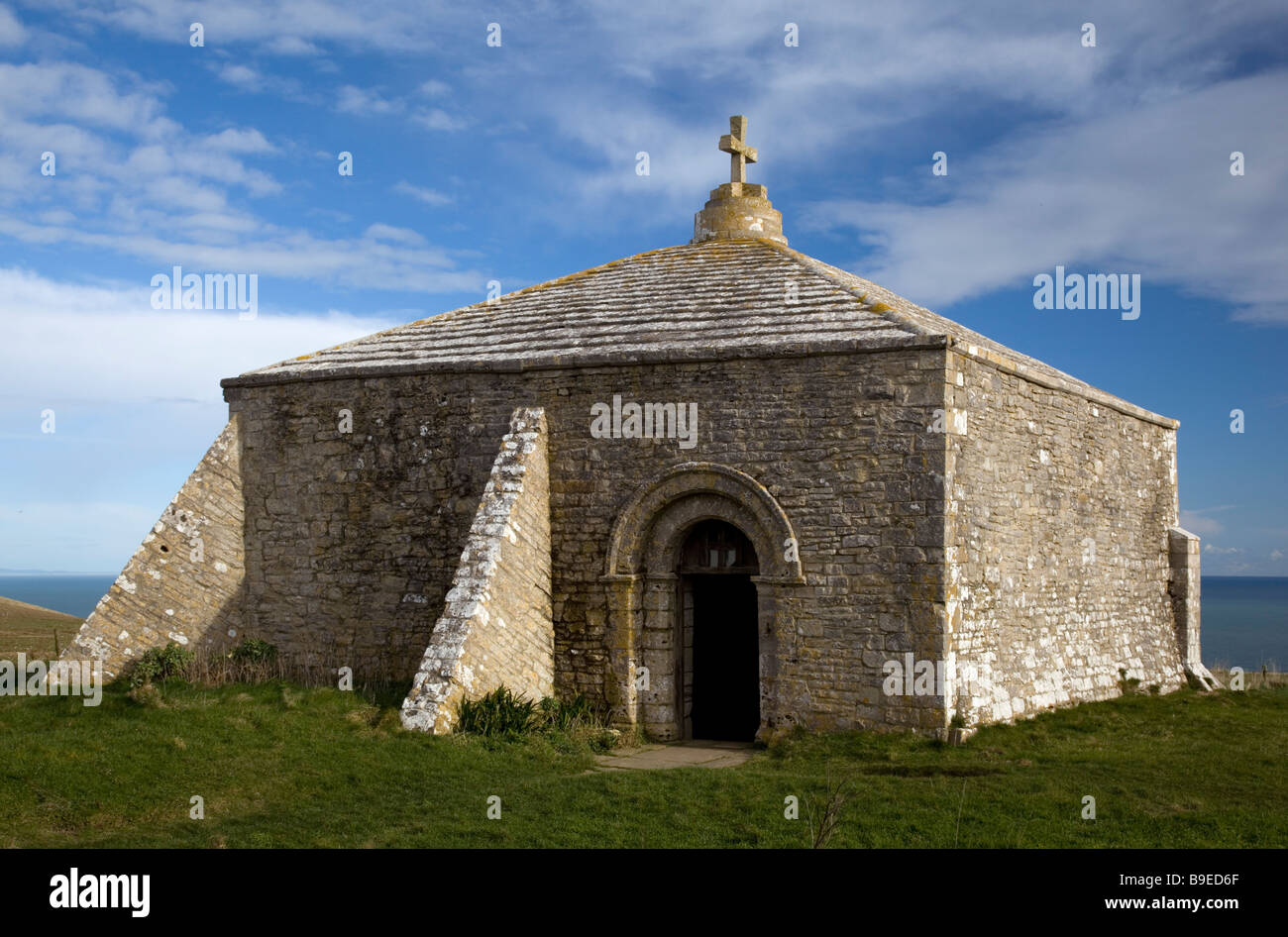 St Aldhelm's chapel on the Dorset coast on the Isle of Purbeck, England ...