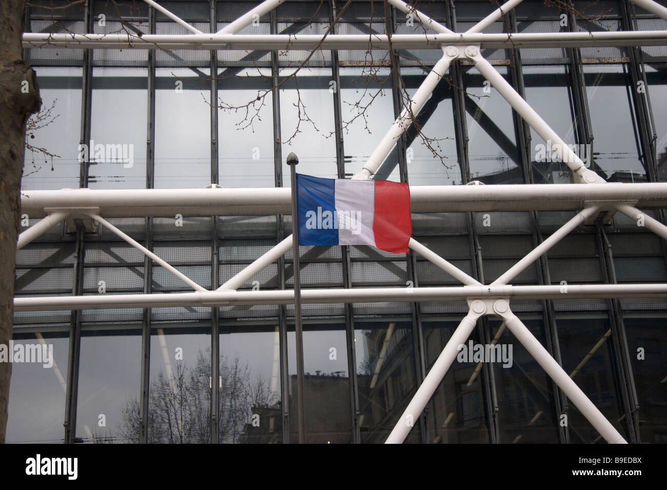 A French flag flying outside the Pompidou Centre Paris France Stock ...