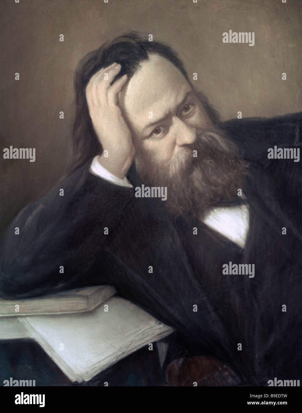 A reproduction of a portrait of Alexander Herzen painted by Sergei ...