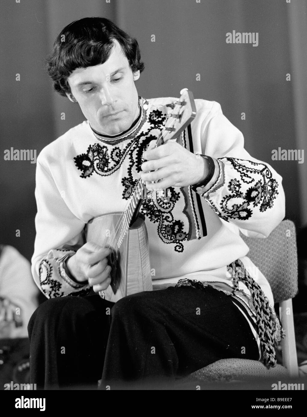 Balalaika player Alexei Fyodorov soloist of a Russian folk instrument ...
