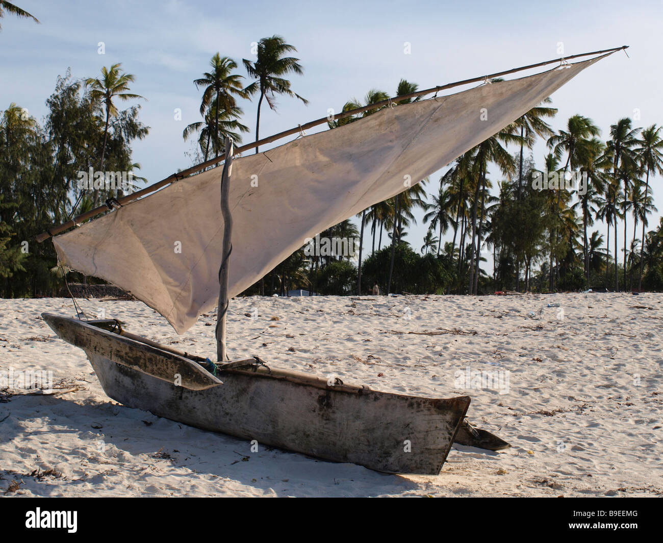 local outrigger canoe or ngalawa (often wrongly called dhow) with ...