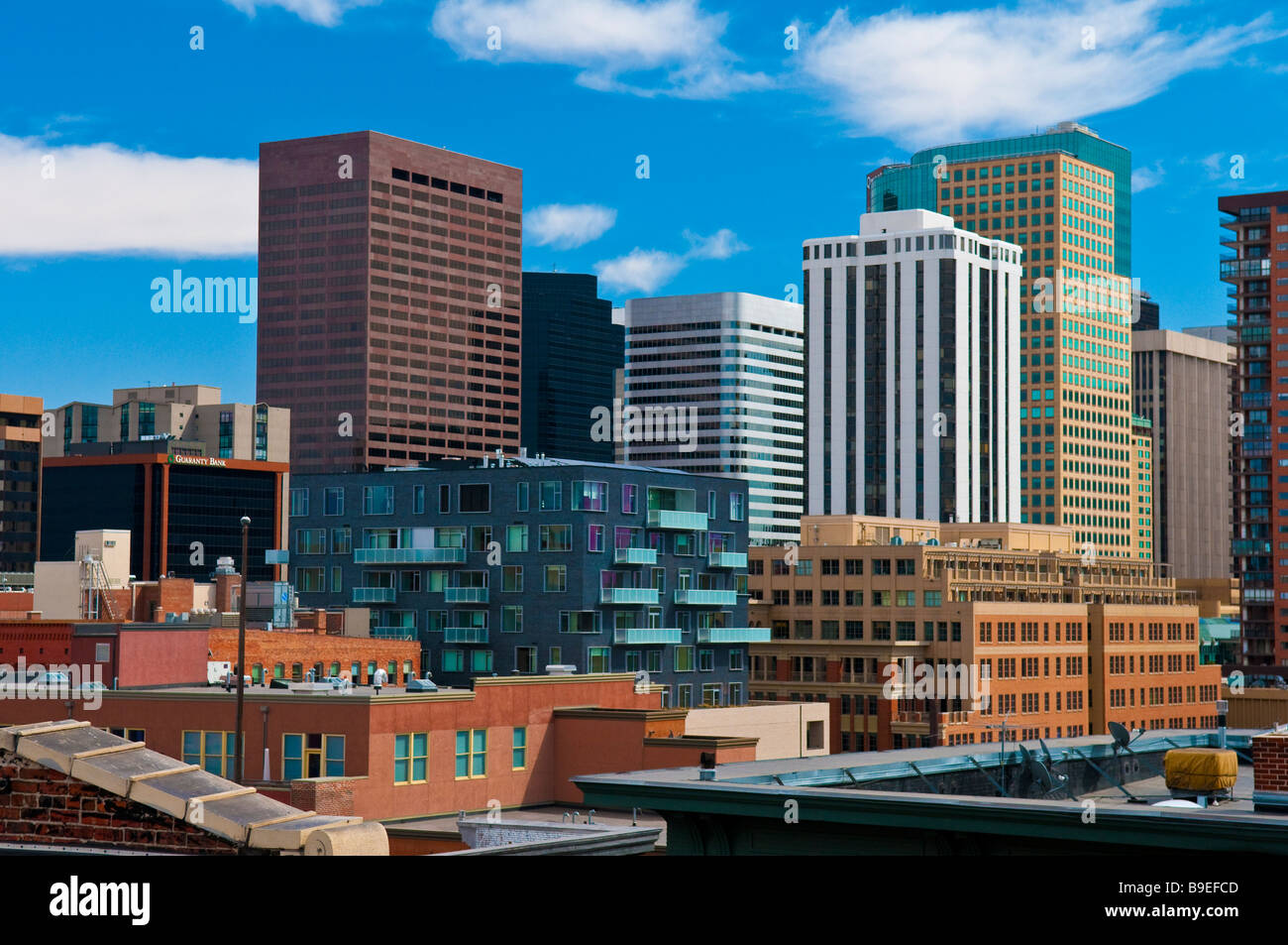Denver skyline with Office Buildings Apartment Buildings and ...