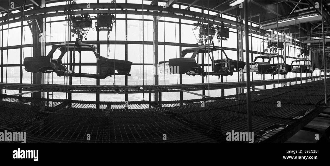 A car assembly production line in one of the Lenin s Automobile Factory ...