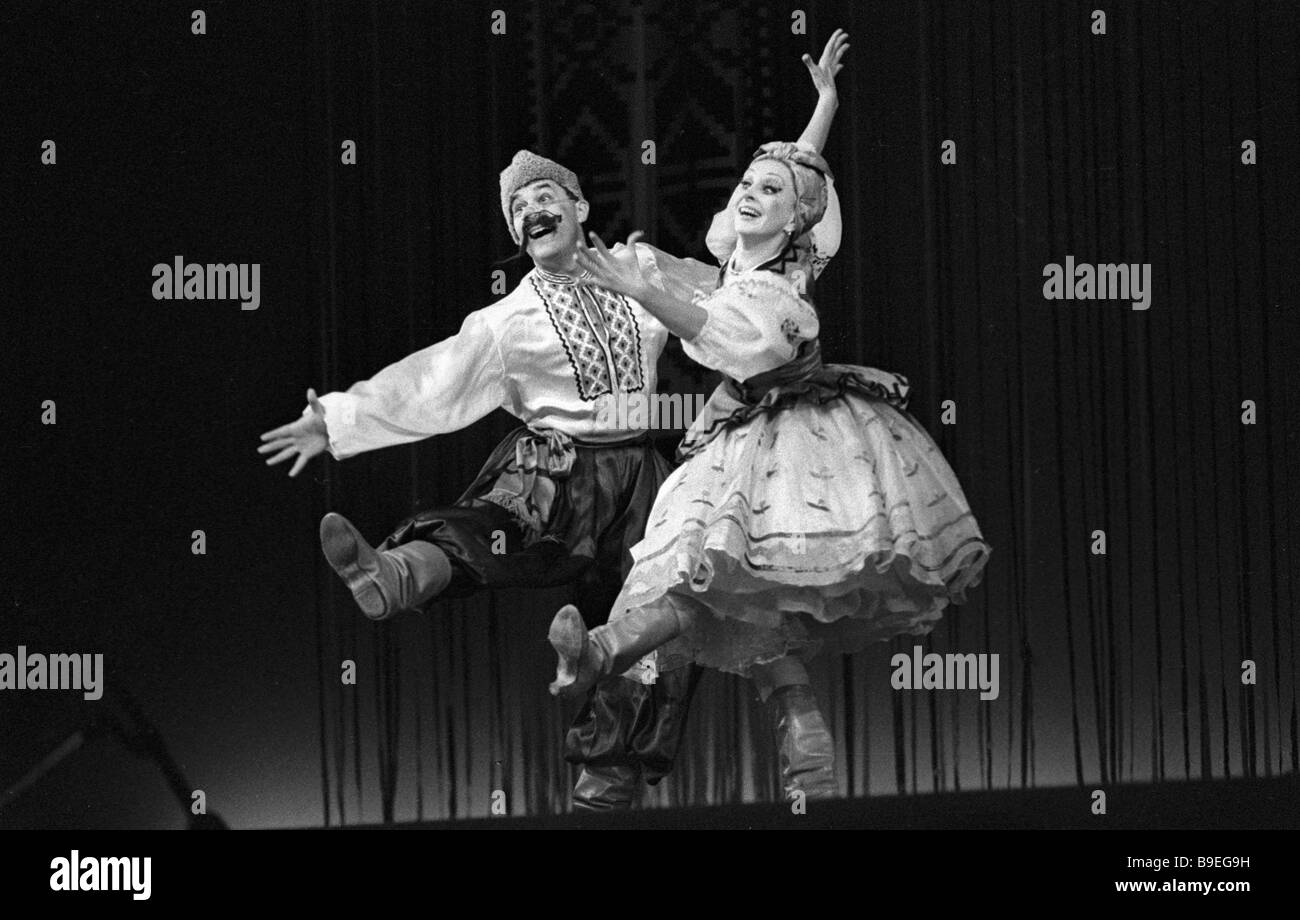 Soloists of the Virsky Ukrainian dance company performing a dance of ...