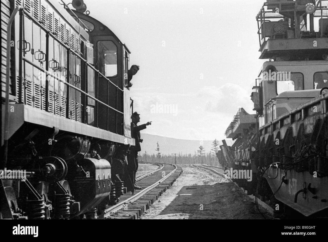 Trains passing a new section of the Baikal Amur Mainline Stock Photo ...