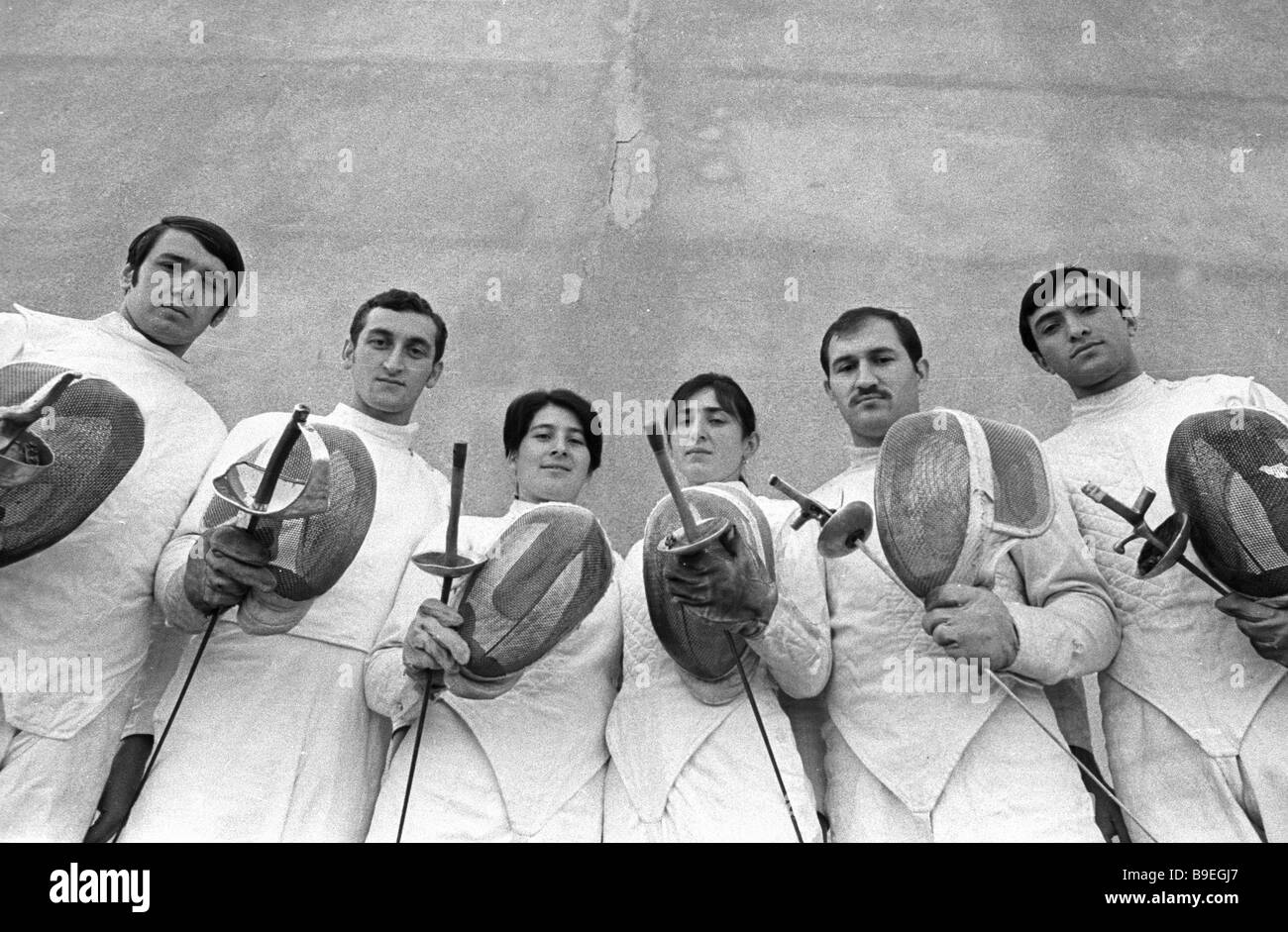 Team of Georgian fencers with rapiers Stock Photo - Alamy