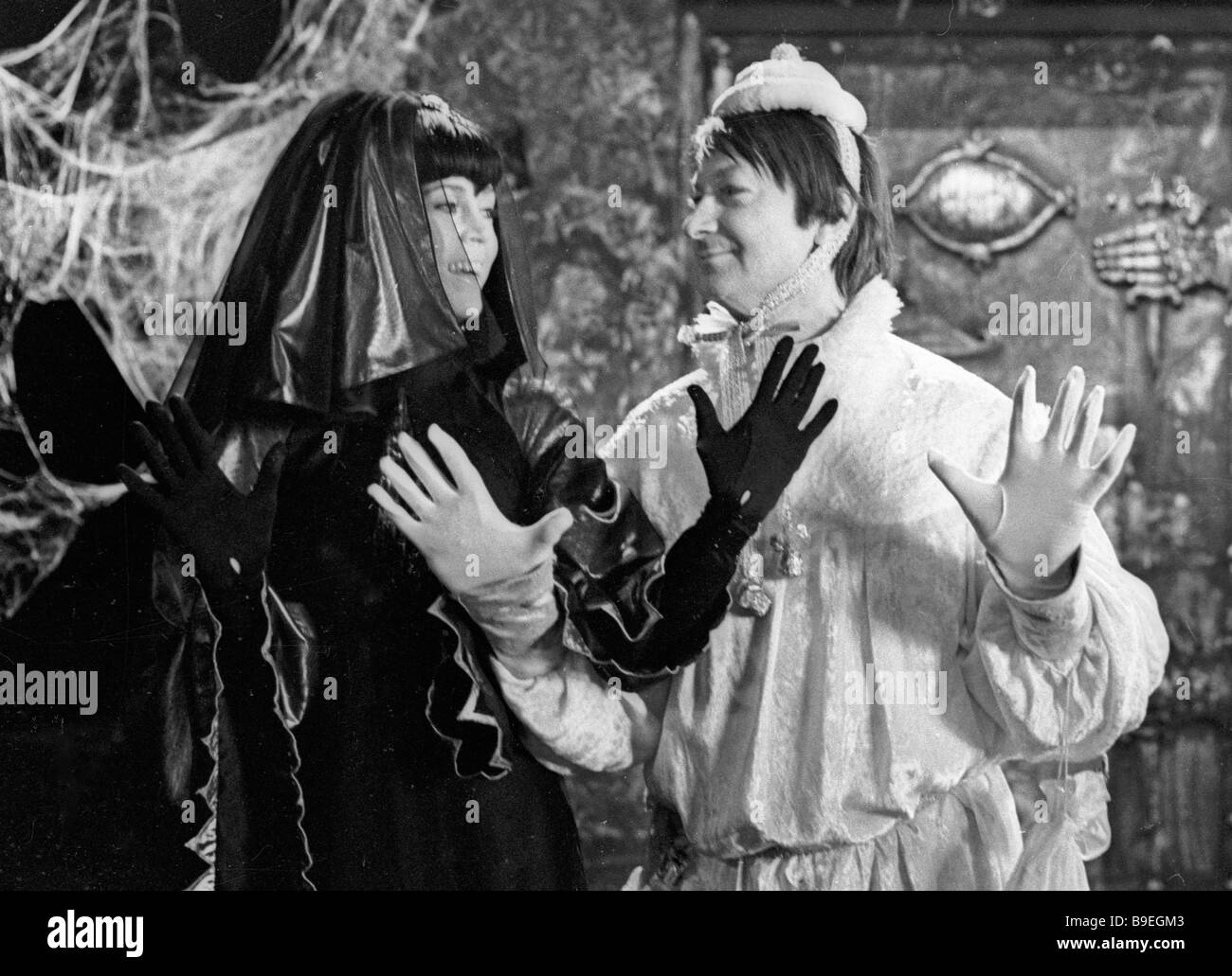 Jane Fonda as Night and Georgy Vitsin acting in the film The Blue Bird ...