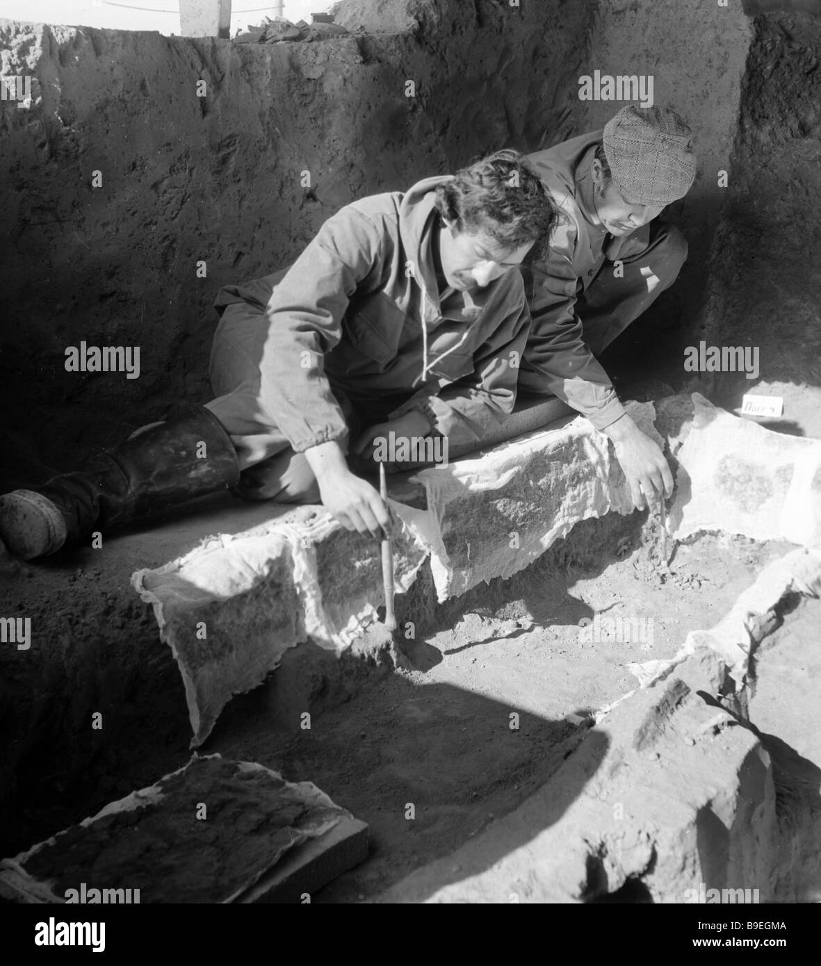 A Soviet expert and his Afghan colleague of a joint archeological ...