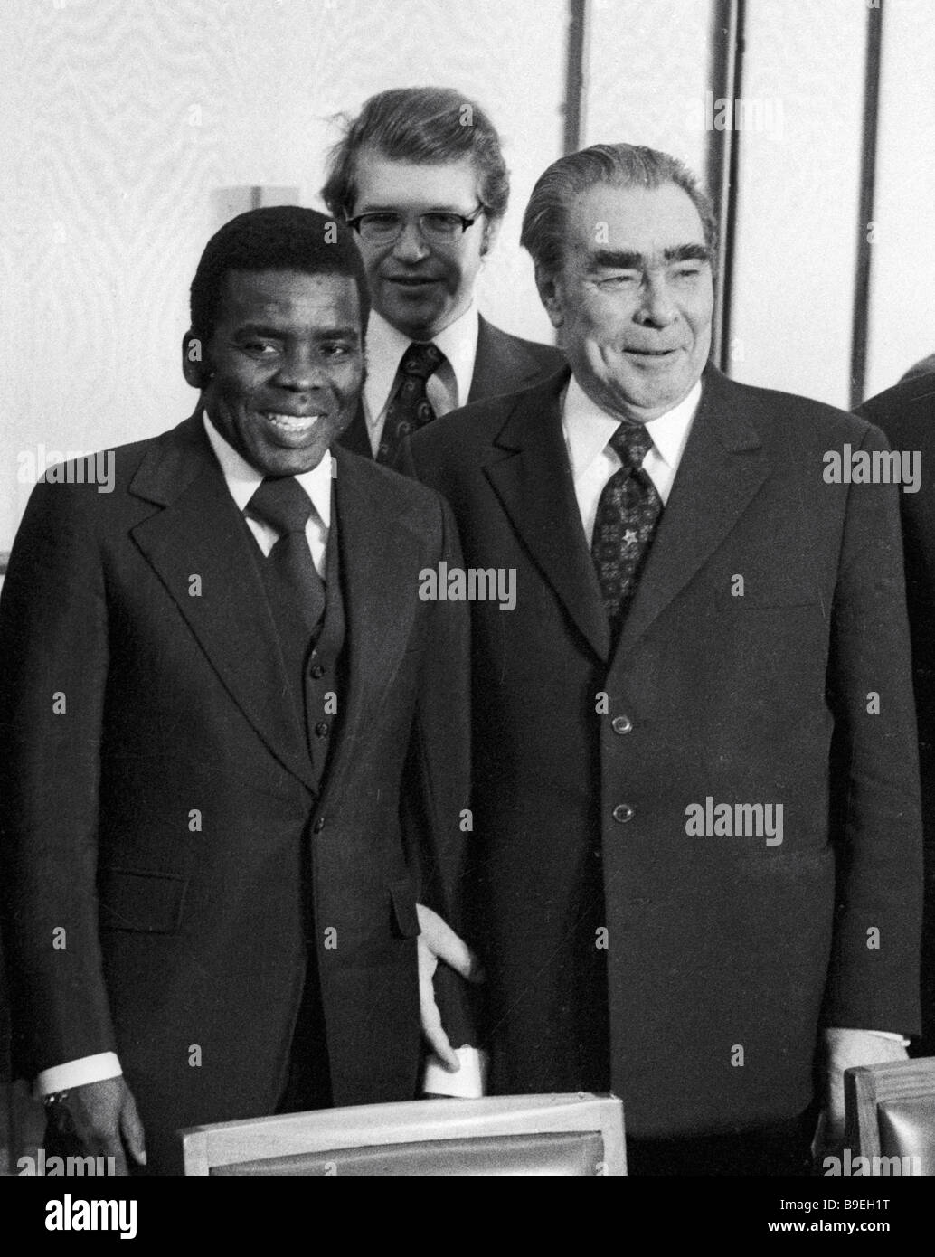 Soviet Communist Party Secretary General Leonid Brezhnev right and ...