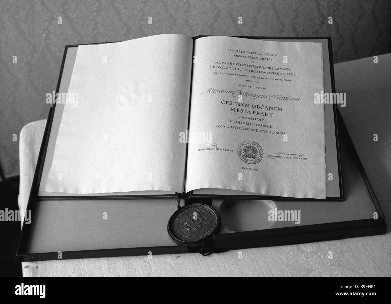 Honorary citizen certificate of Alexander Filippov member of a T 34 ...