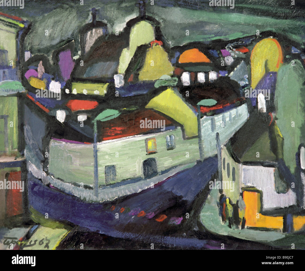 Replication of Ionas Cheponis painting Vilnius scene Stock Photo - Alamy