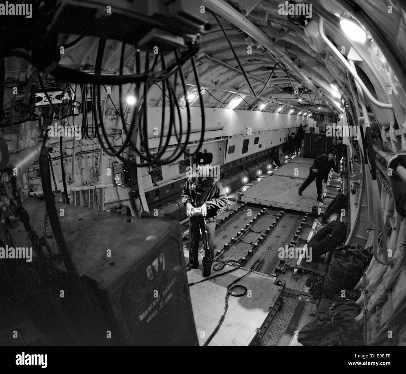 Cabin of IL 76 heavy transport aircraft Stock Photo - Alamy