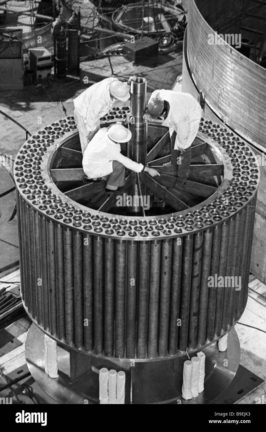 Specialists of the Beloyarsk nuclear power plant are checking one of ...