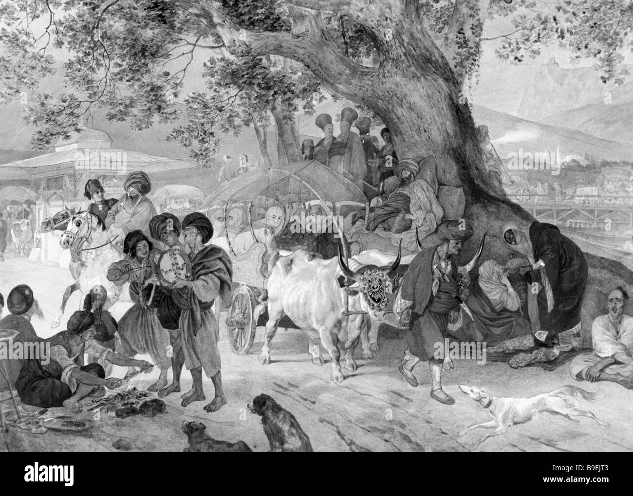 Reproduction of painting Sweet Water Springs near Constantinople 1849 ...