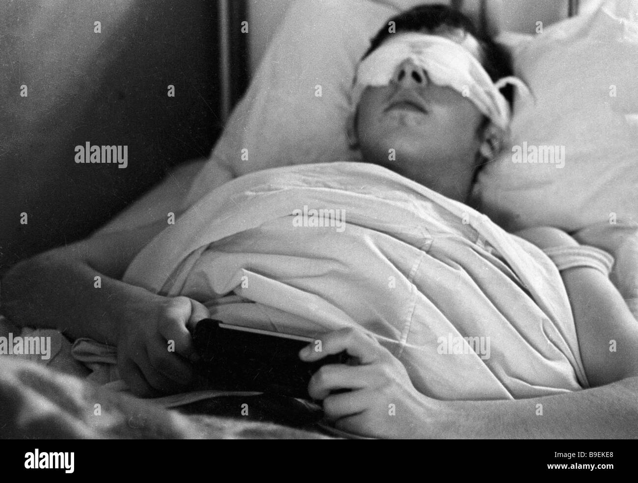 A patient after an operation in the Filatov Research Institute of Eye ...