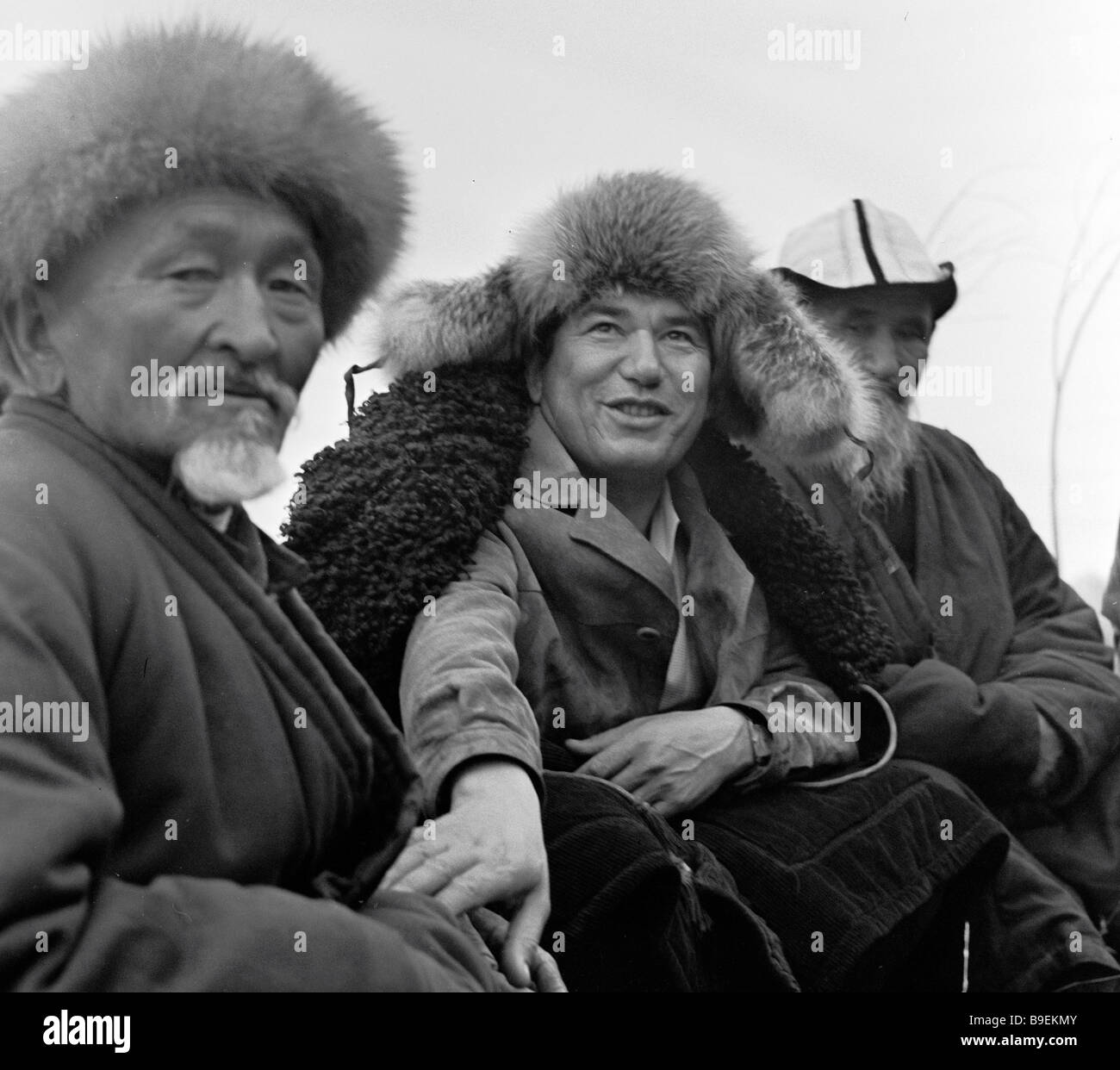 Kirghiz writer Chinghiz Aitmatov center Stock Photo - Alamy