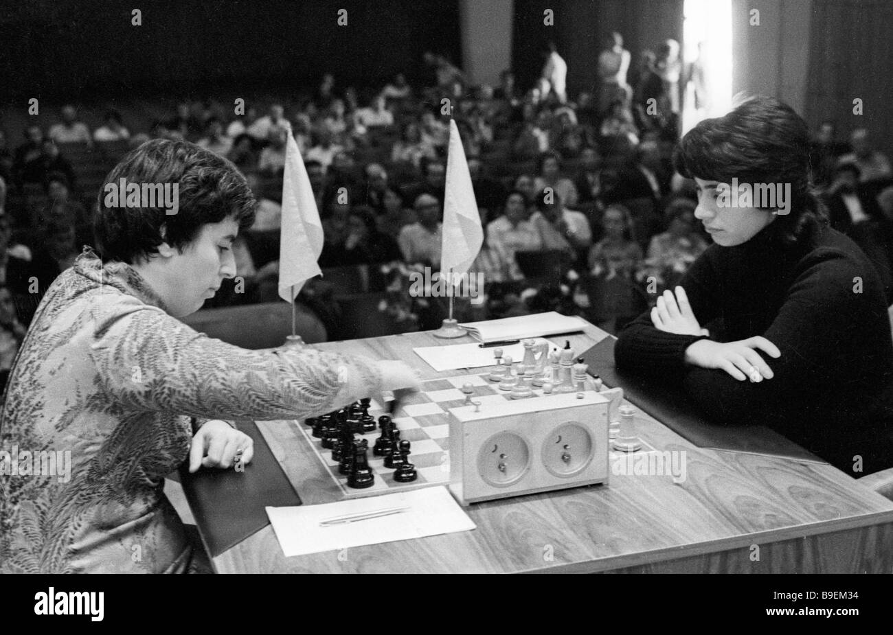 Chess players Nona Gaprindashvili left and Nana Alexandria right at a ...