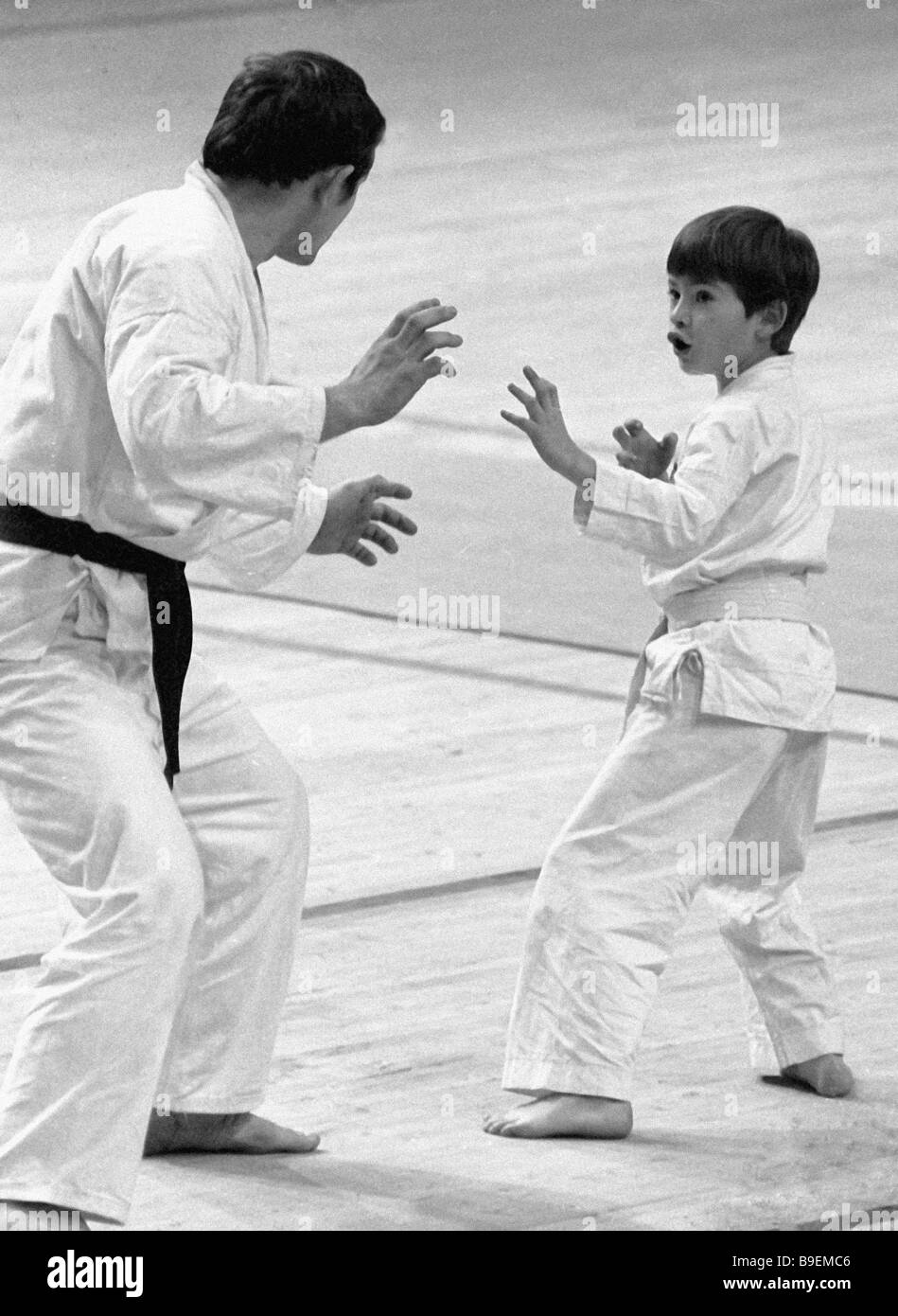 Moscow karate champion Viktor Kuznetsov and his son Alexei Stock Photo ...