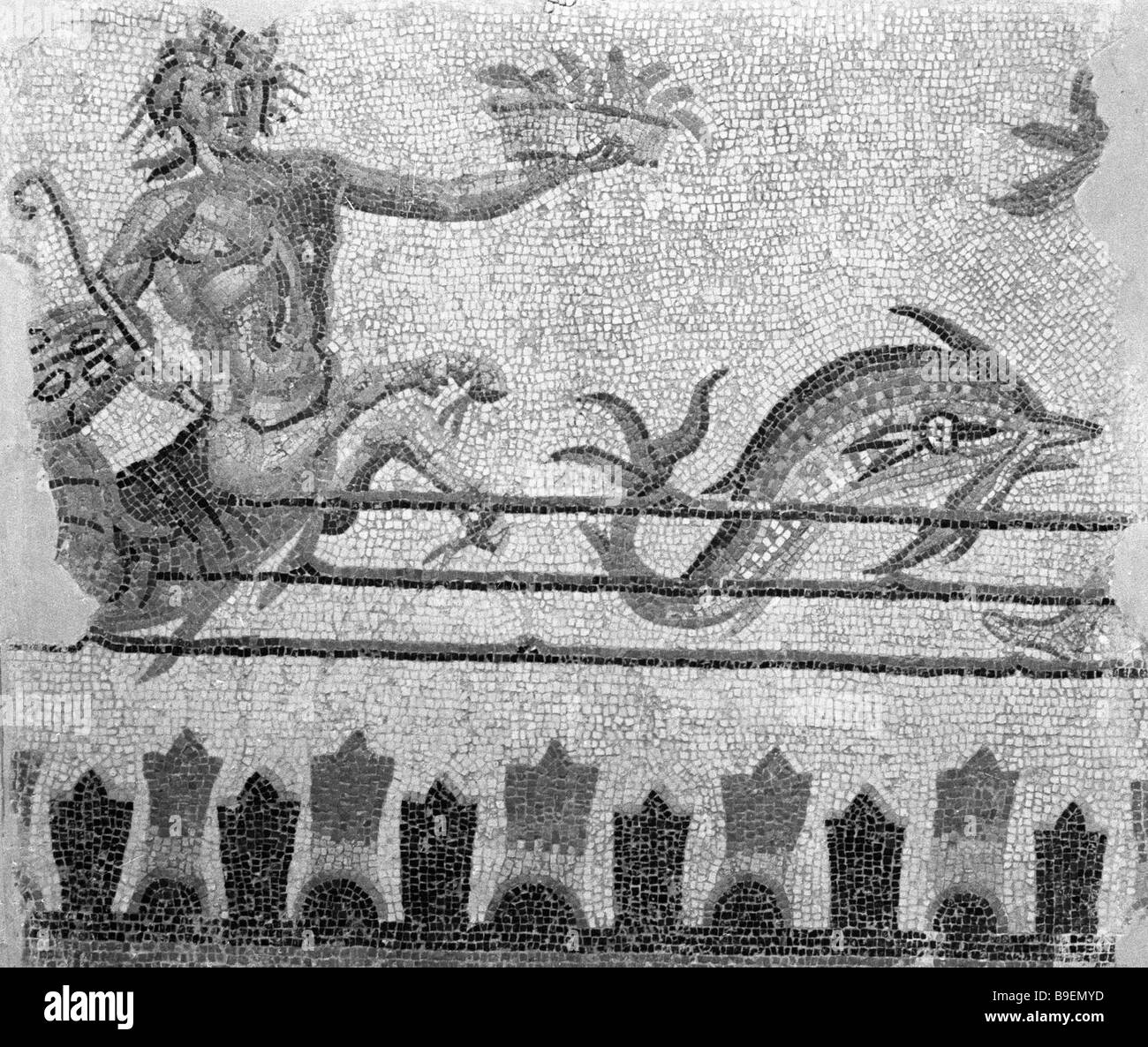 The mosaic Sea Centaur and Dolphin from the collection of the Museum of ...