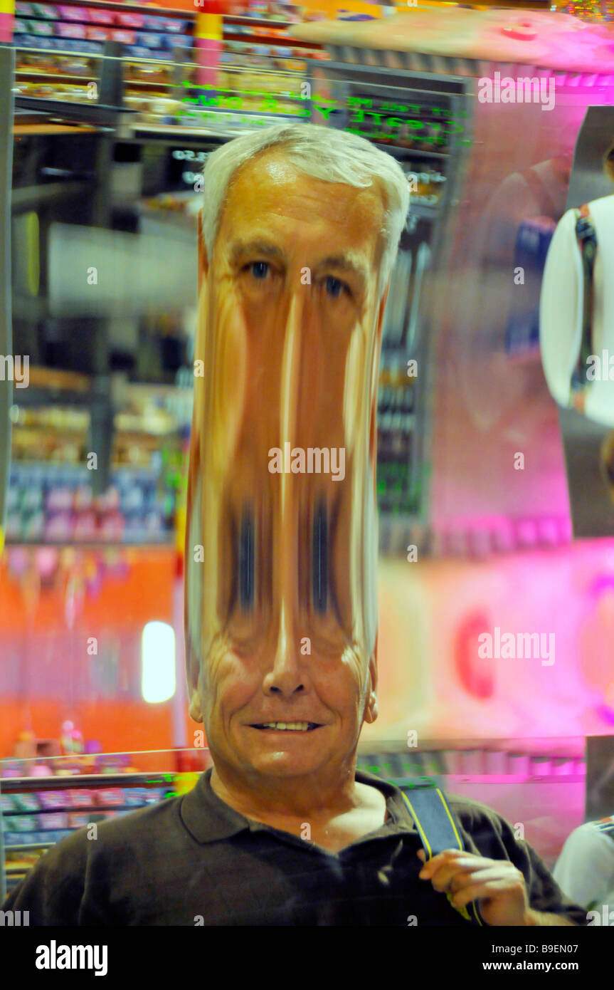 Man Sees Head in Distorted Fun Mirror Downtown Disney Orlando Florida ...