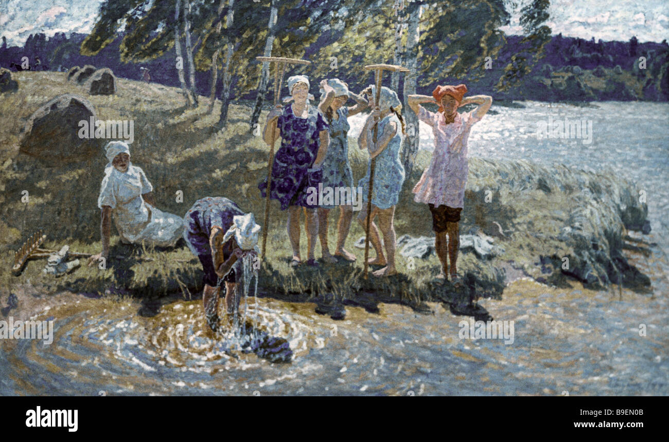 A copy of Sergei Tkachev s painting Haymaking Time at the V Republican ...