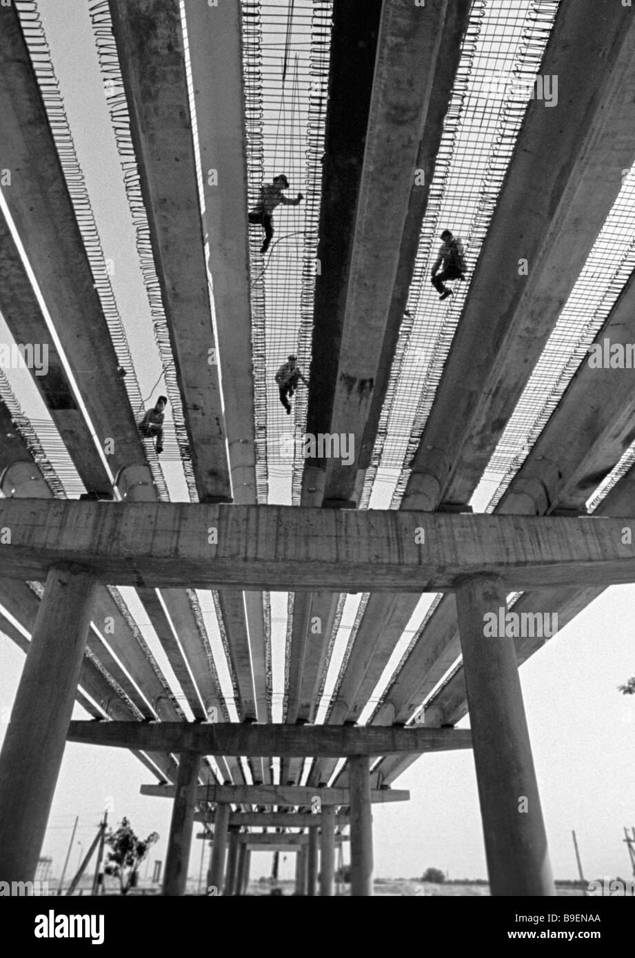 Traffic bridge construction near the village Gyami Ashgabat Region ...