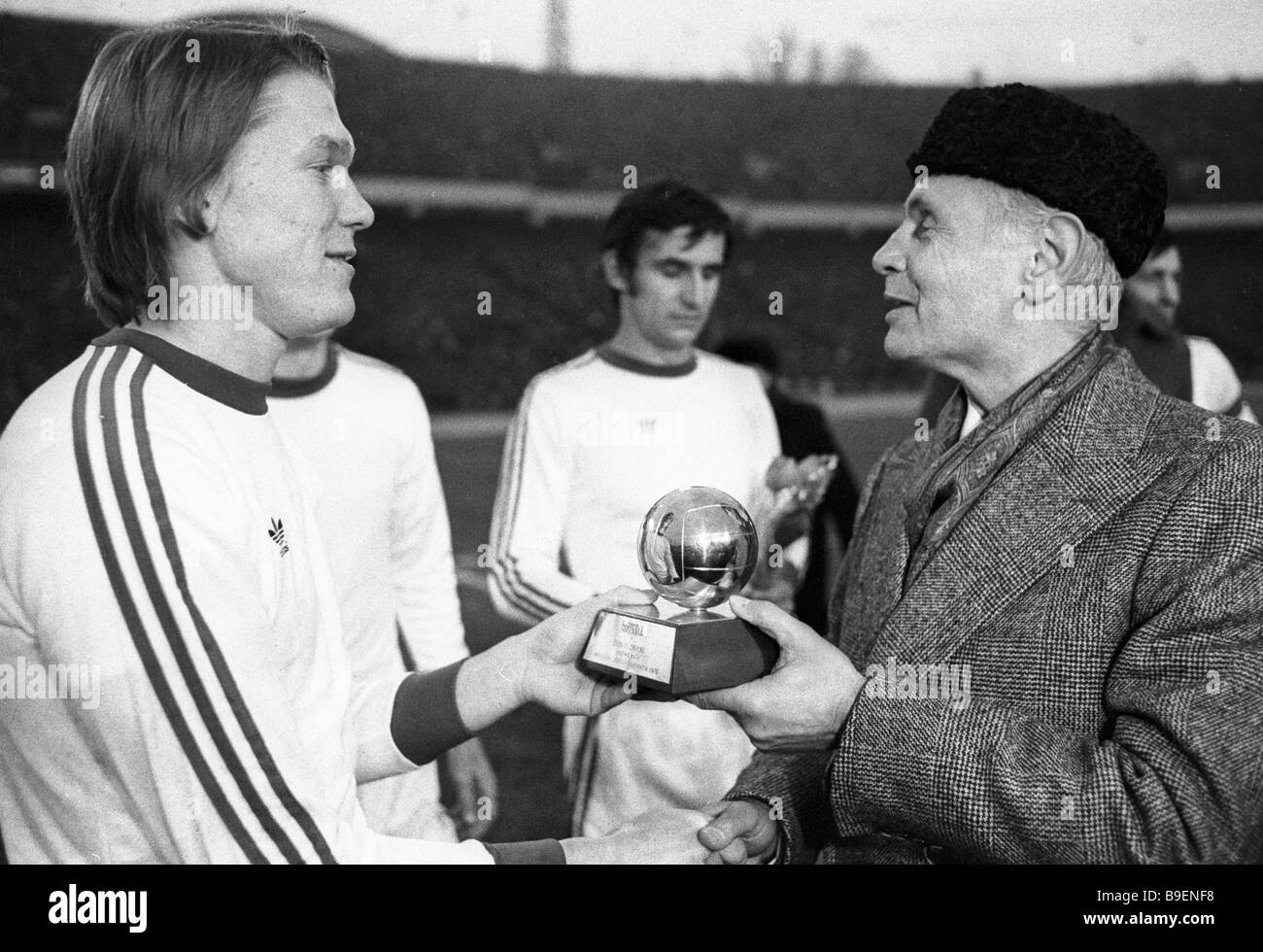 The U E F A President Franchi presenting the Golden Ball prize to the ...