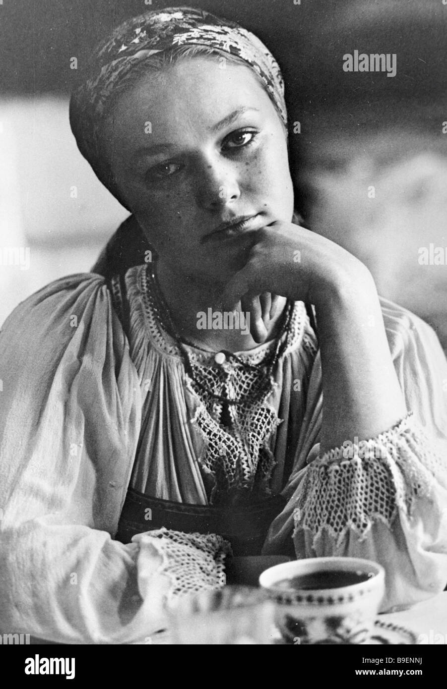 Natalya Andreichenko as Nastya Solomina in the film Sibiriada Stock ...