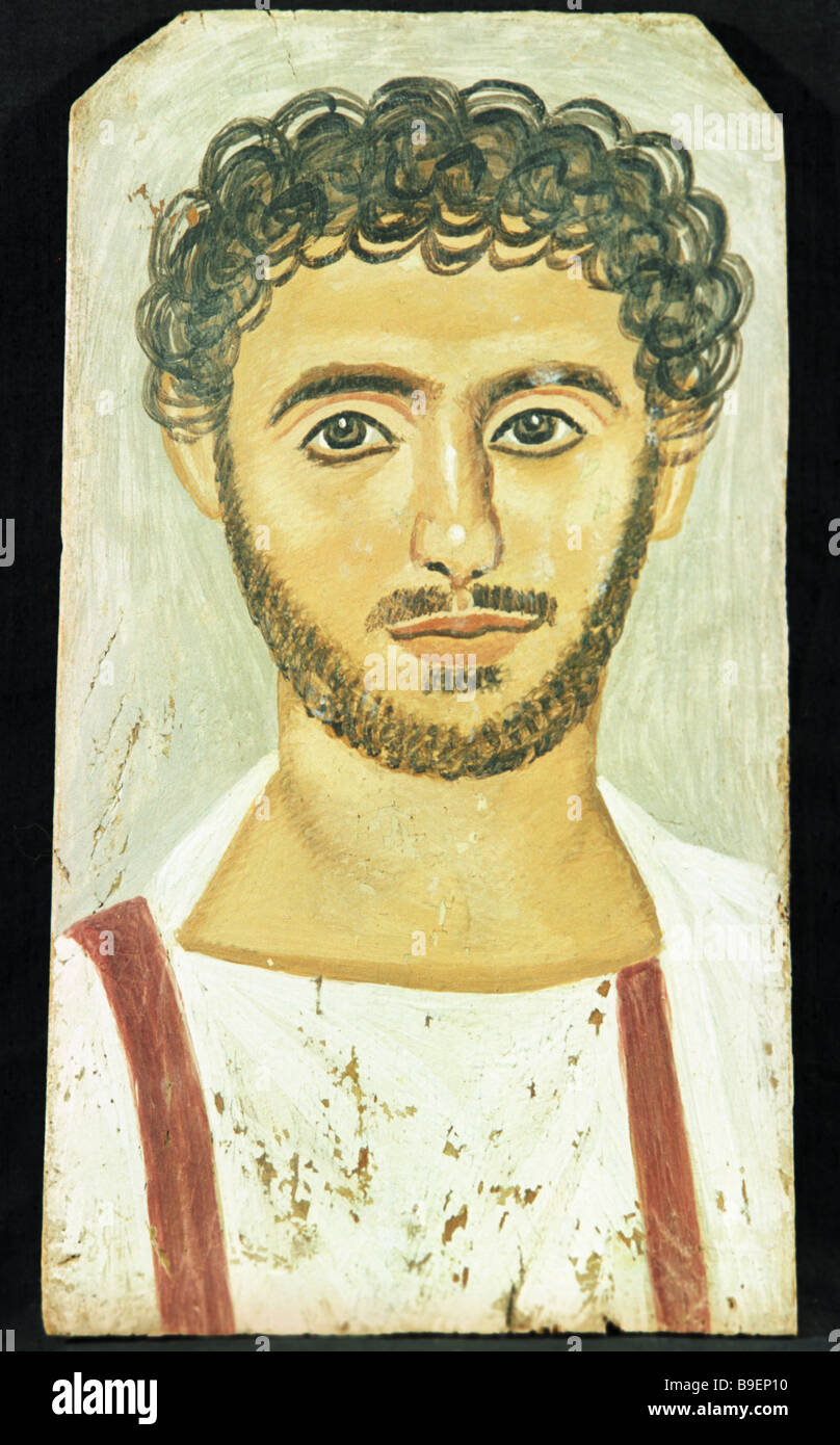 A portrait of a young man wood wax tempera the 2nd century BC from the ...