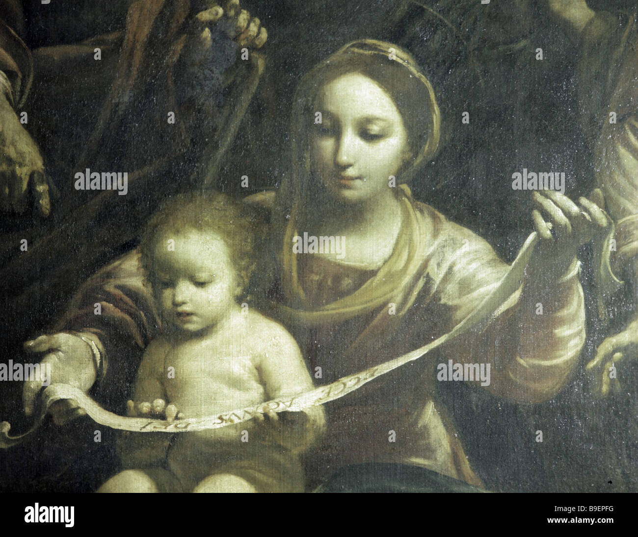 Reproduction of fragment of painting Holy Family by Giuseppe Crespi ...