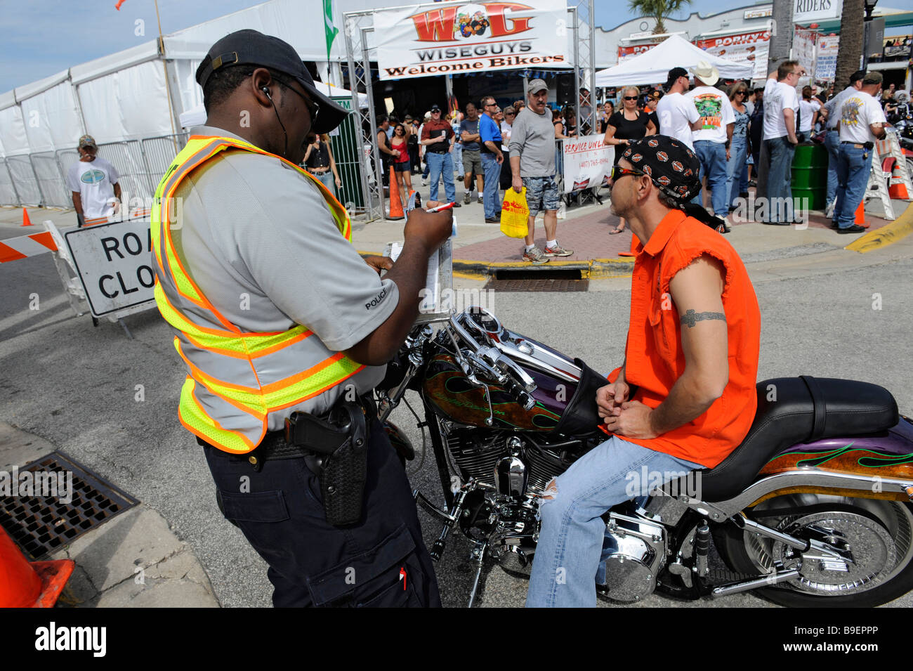 Daytona Beach Florida Biker Week motorcycle police give ticket for ...