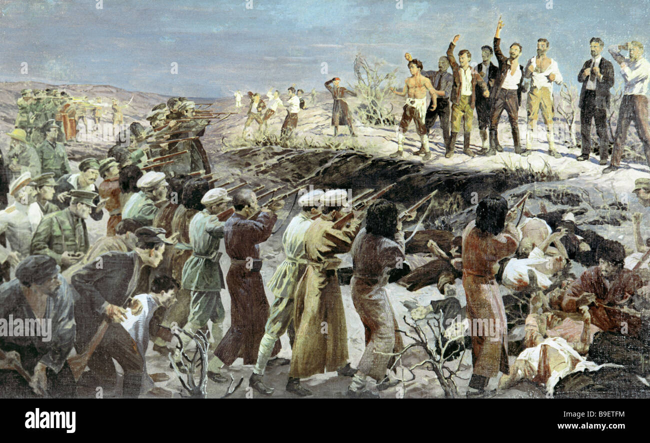 Reproduction of Isaak Brodsky s painting Shooting of 26 Baku Commissars ...