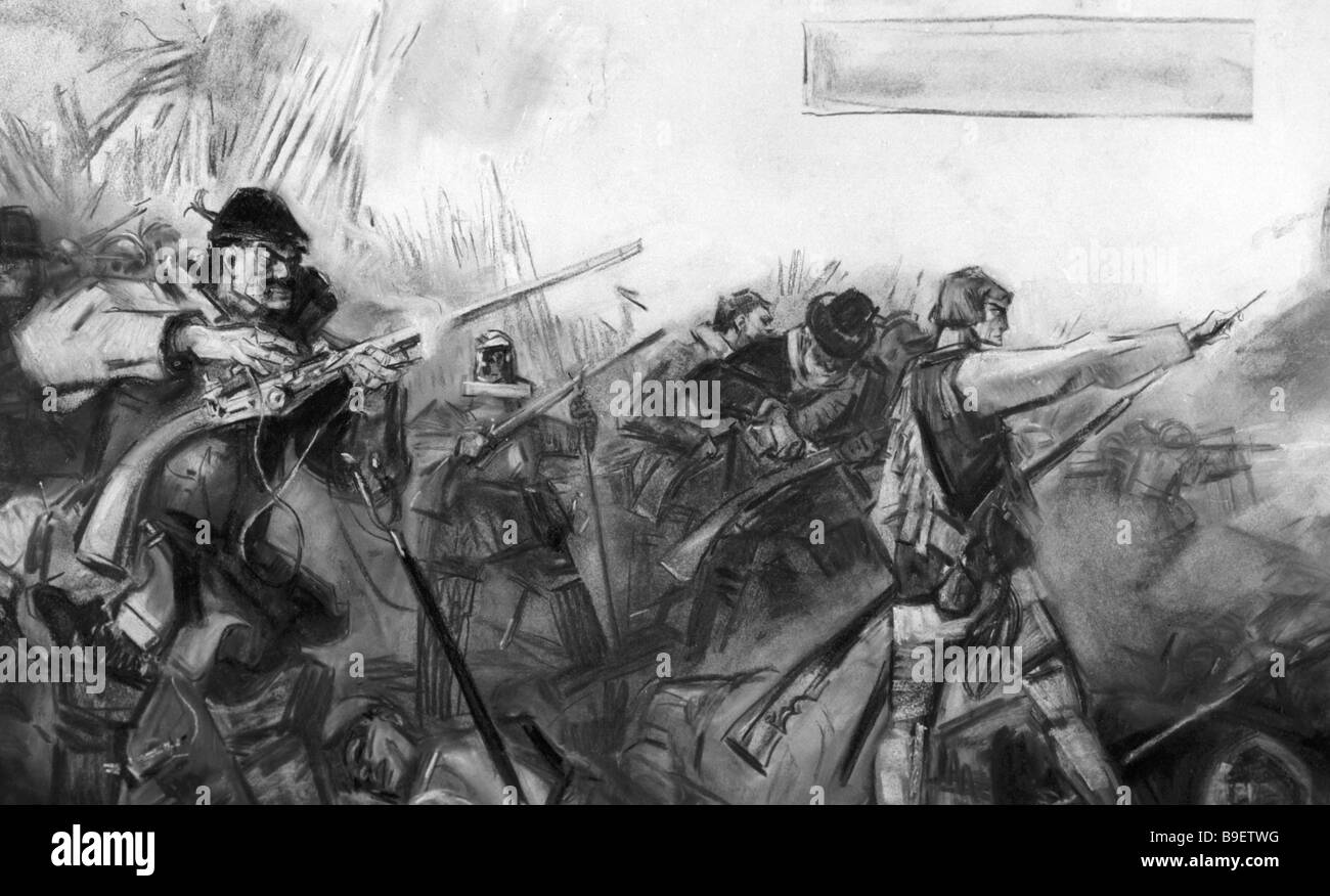 Thyl fighting Spaniards a copy of Pavel Bunin s illustration to the ...