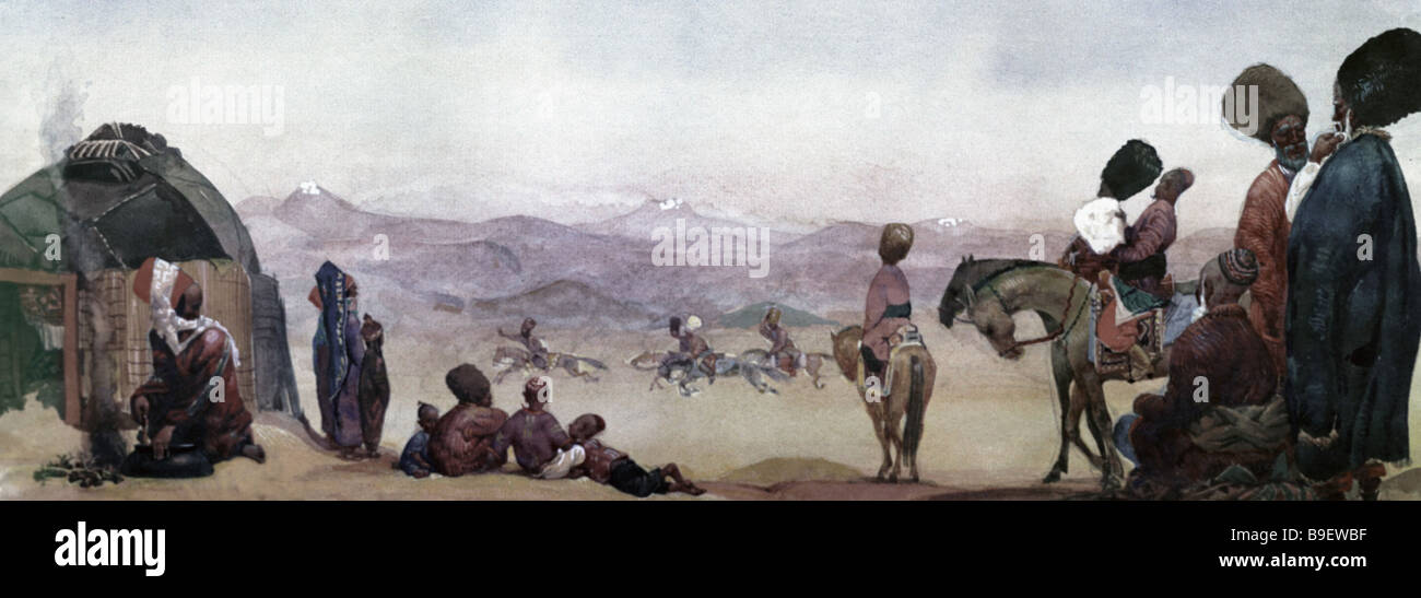 Mazel Horse Race Painting Oriental Art Museum Moscow Stock Photo - Alamy