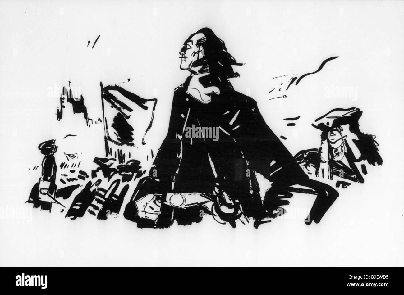 A reproduction of the drawing Peter the Great during the attack on ...