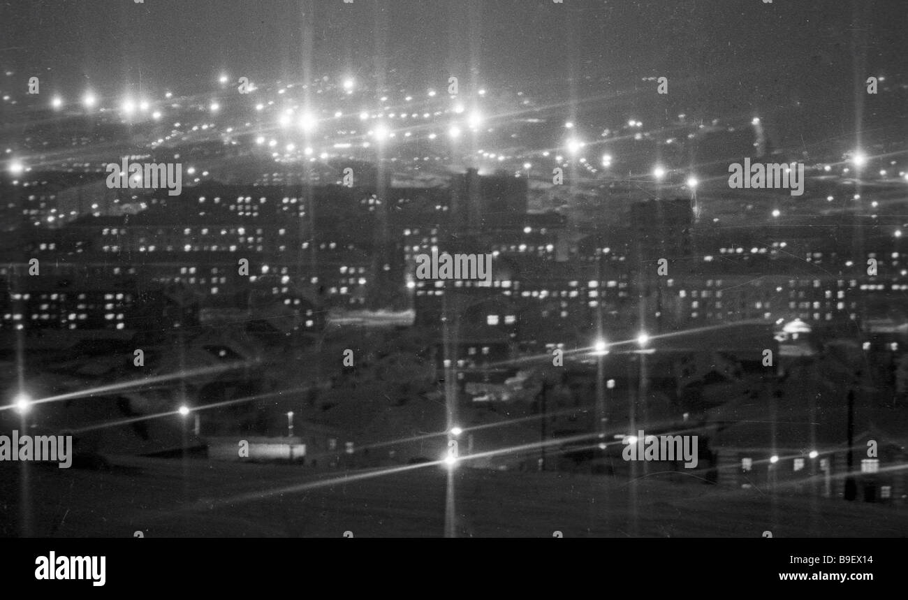 View of Murmansk at night Stock Photo - Alamy