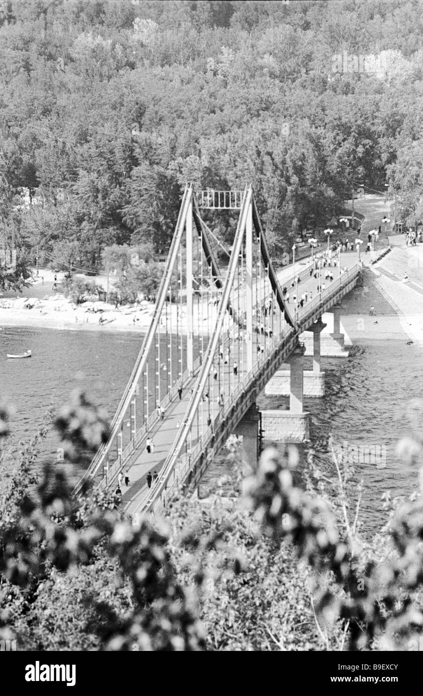 Pedestrian bridge to Trukhanov Island Stock Photo - Alamy