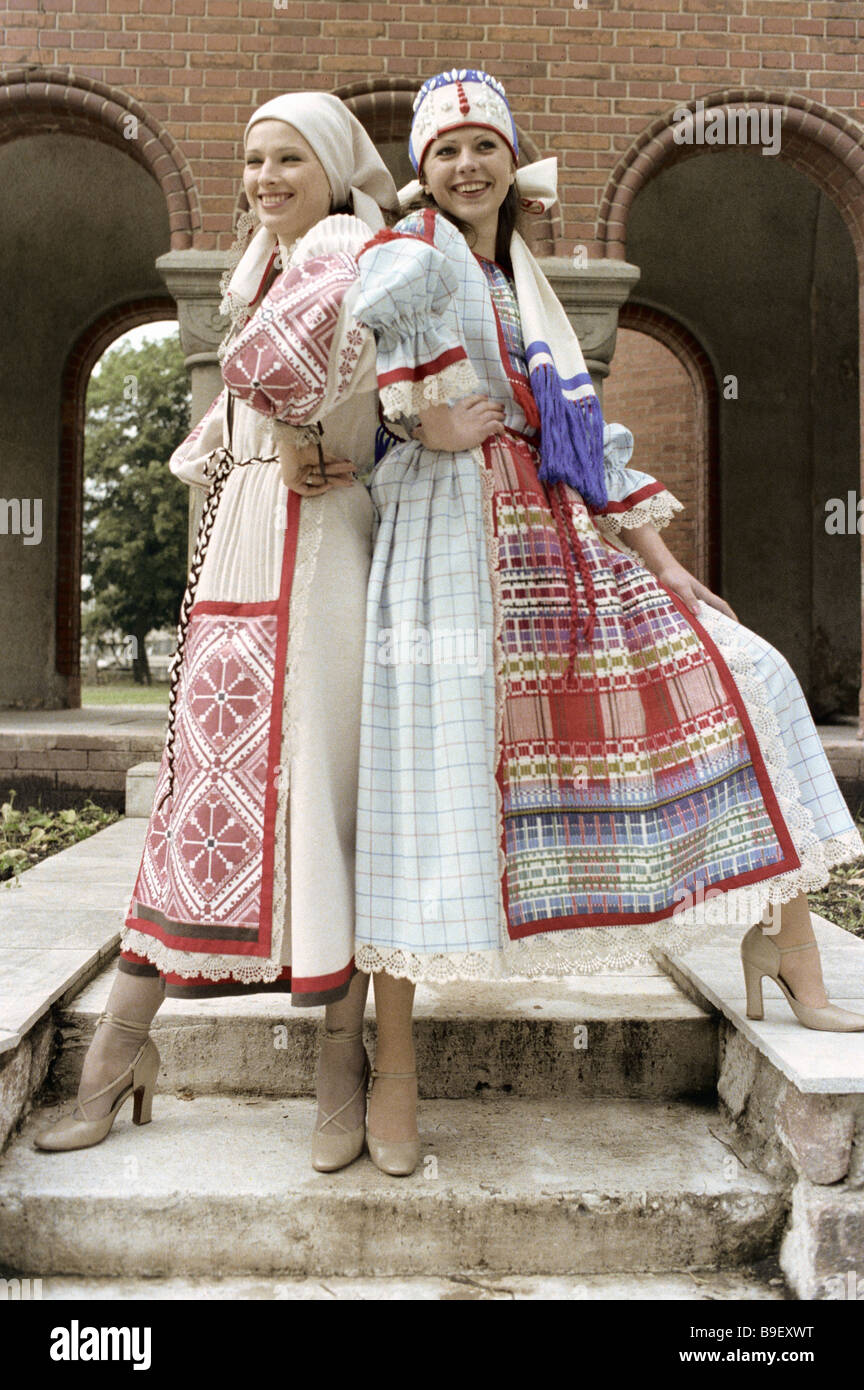 Models at the Minsk fashion house displaying women s clothes made of ...