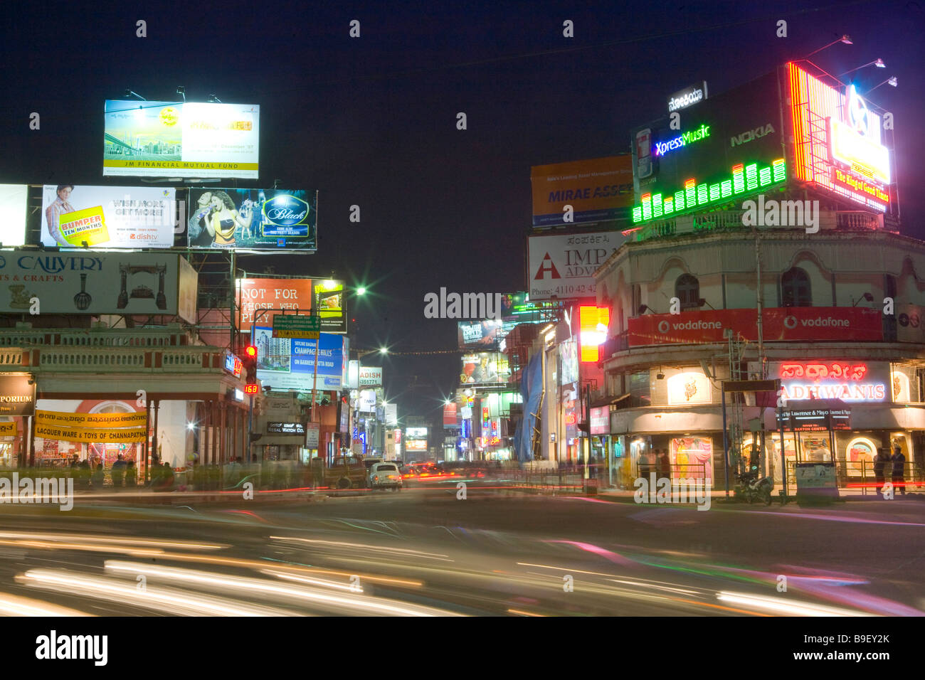 India Bangaluru Bangalore Brigade road at night Stock Photo - Alamy