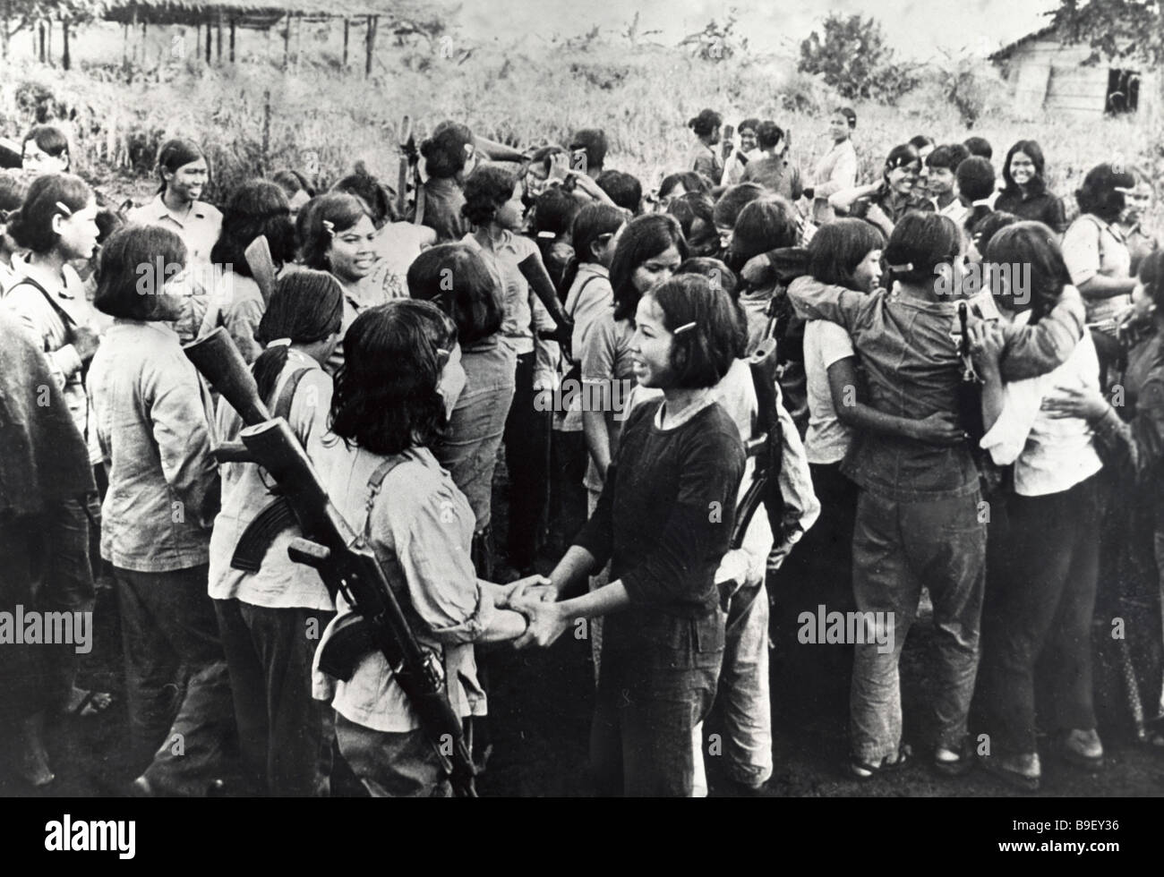 Villagers welcoming Kampuchean liberation party fighters Stock Photo ...