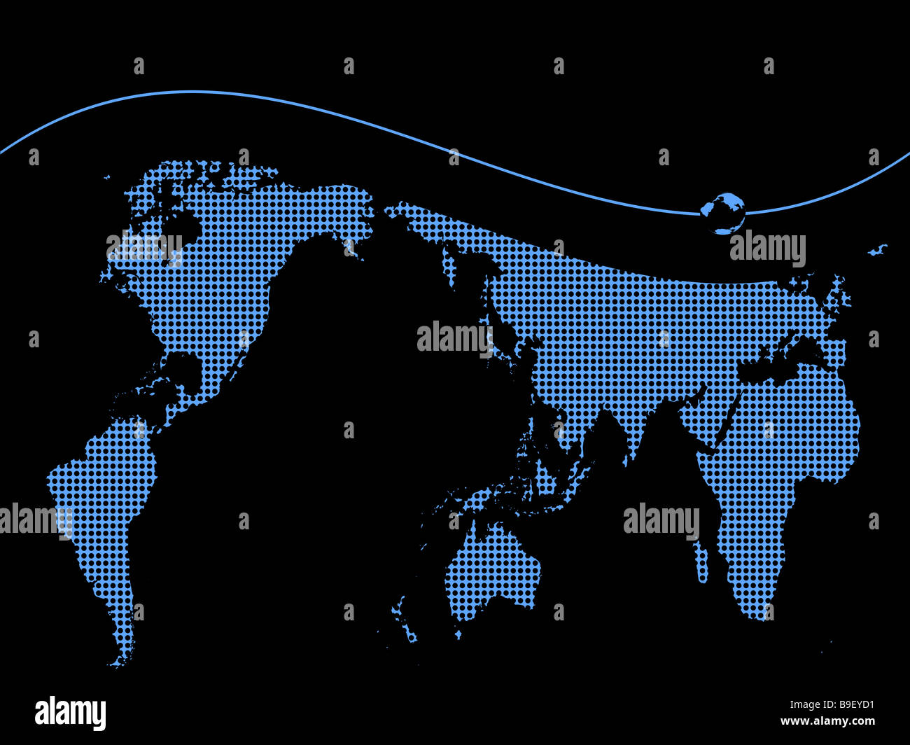 Vector Background with a map of the world wave and globe Stock Photo ...