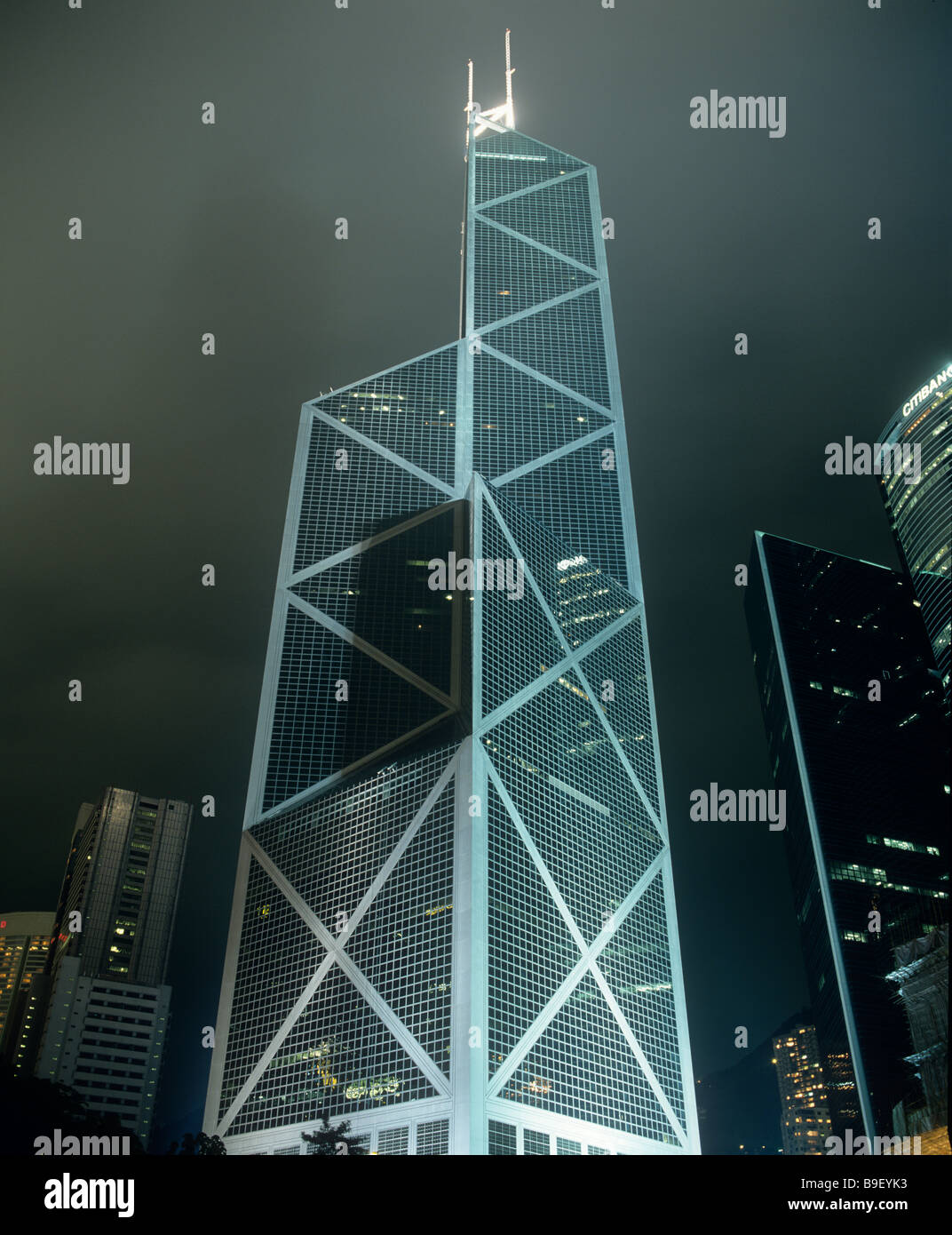 The Bank of China building in Hong Kong, at night Stock Photo - Alamy