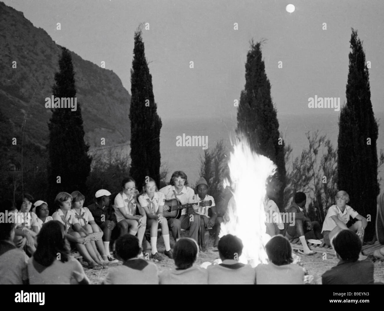 Young Pioneers of Artek All Union Camp near a bonfire Stock Photo - Alamy