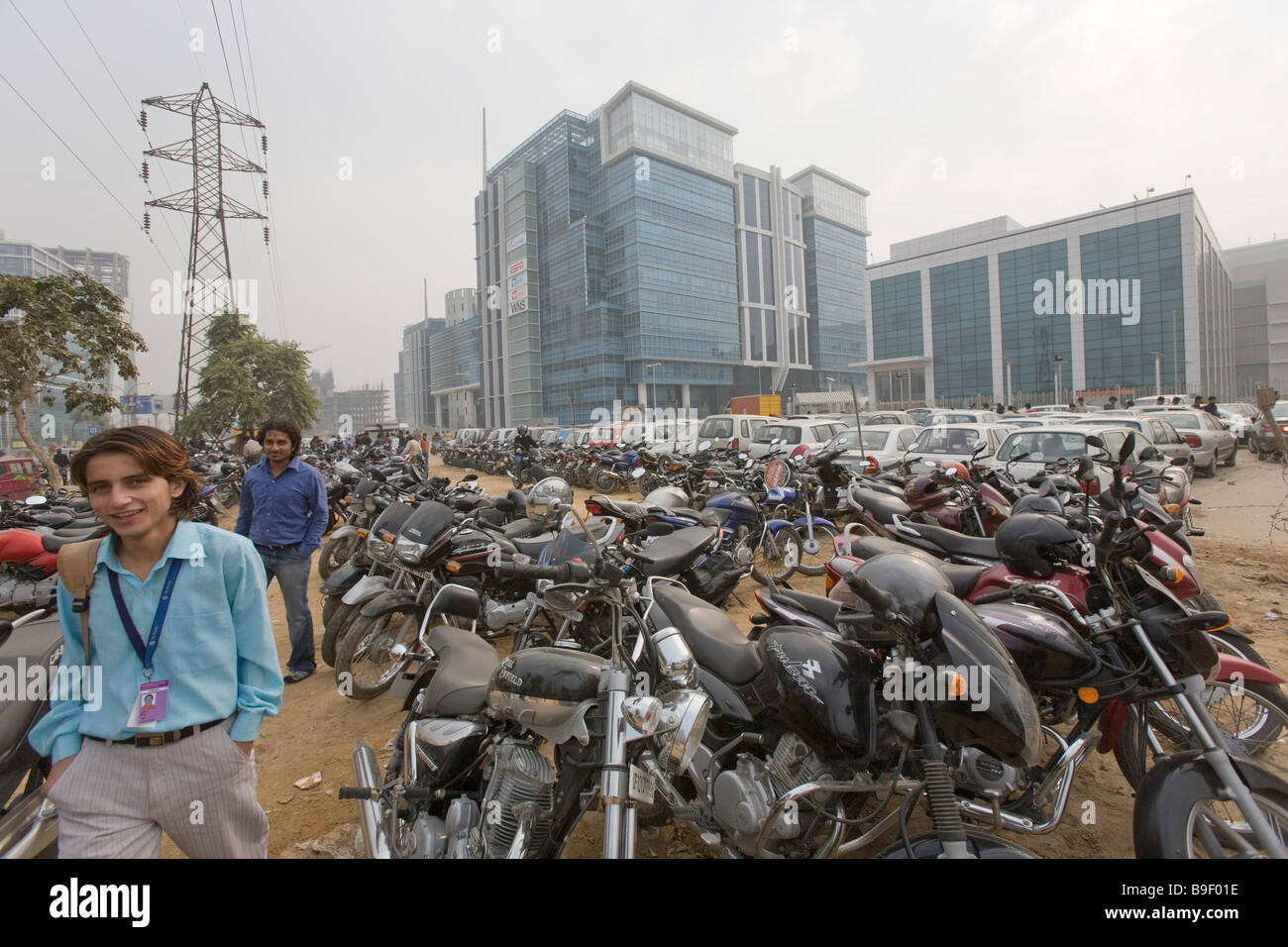 India Gurgaon Tech center 50km from Delhi Parking Stock Photo - Alamy