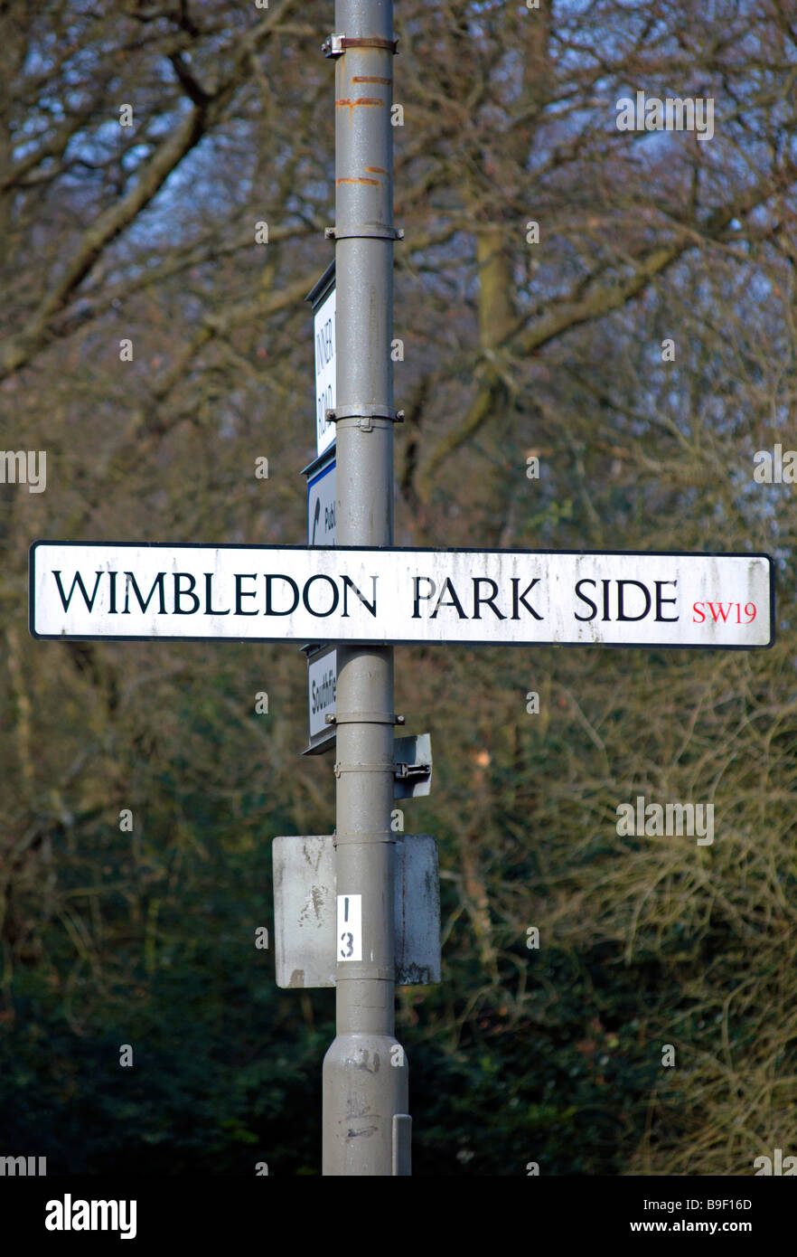 street sign for wimbledon park side, southwest london, adjacent to ...
