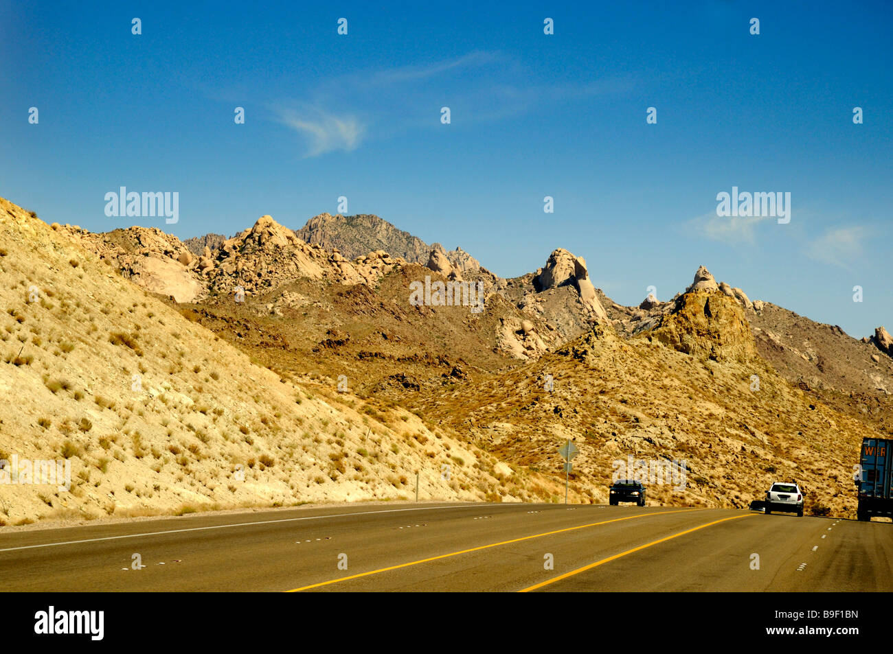 The Nevada Highway through the Mohave Desert in Arizona near ...