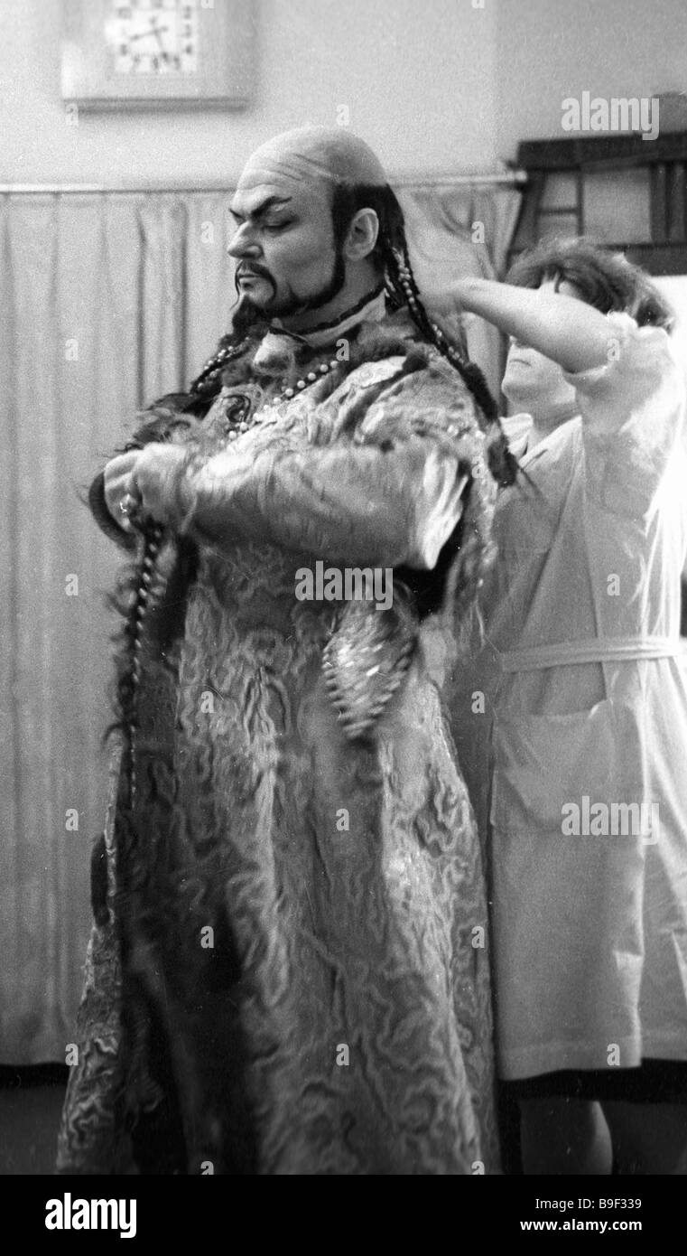 Boris Morozov opera singer of the Bolshoi Theater in a make up room ...
